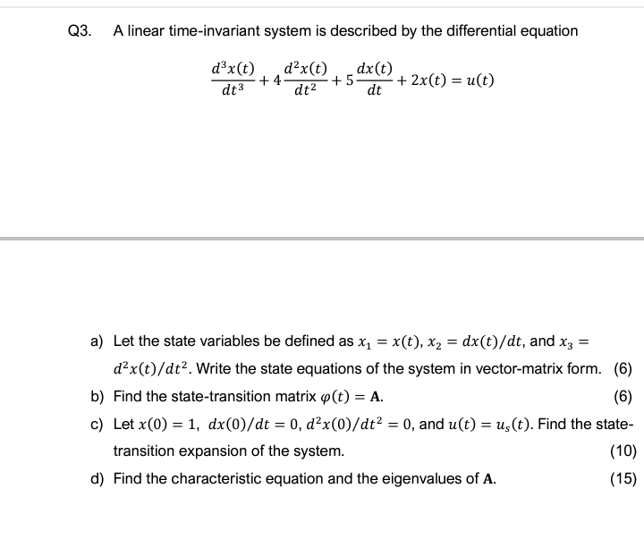 Q3. ﻿A linear time-invariant system is described by | Chegg.com