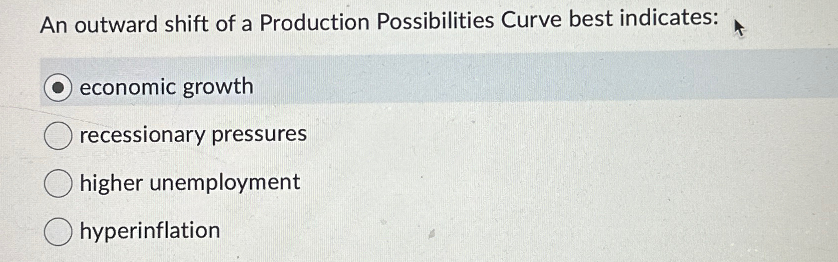 Solved An outward shift of a Production Possibilities Curve | Chegg.com