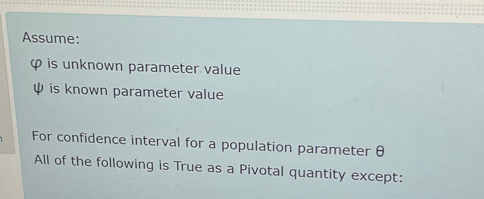 Solved Assume:φ ﻿is unknown parameter valueψ ﻿is known | Chegg.com