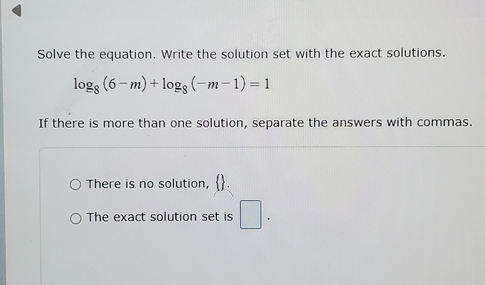 Solved Solve the equation. Write the solution set with the | Chegg.com