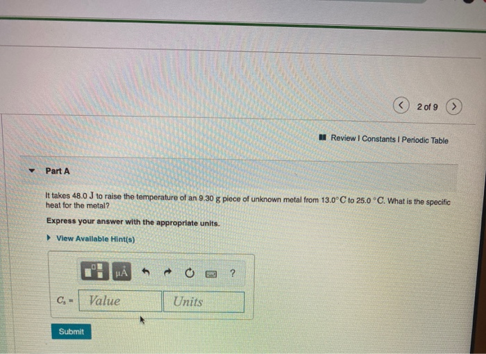 Solved 2 of 9 Review Constants Periodic Table Part A It | Chegg.com