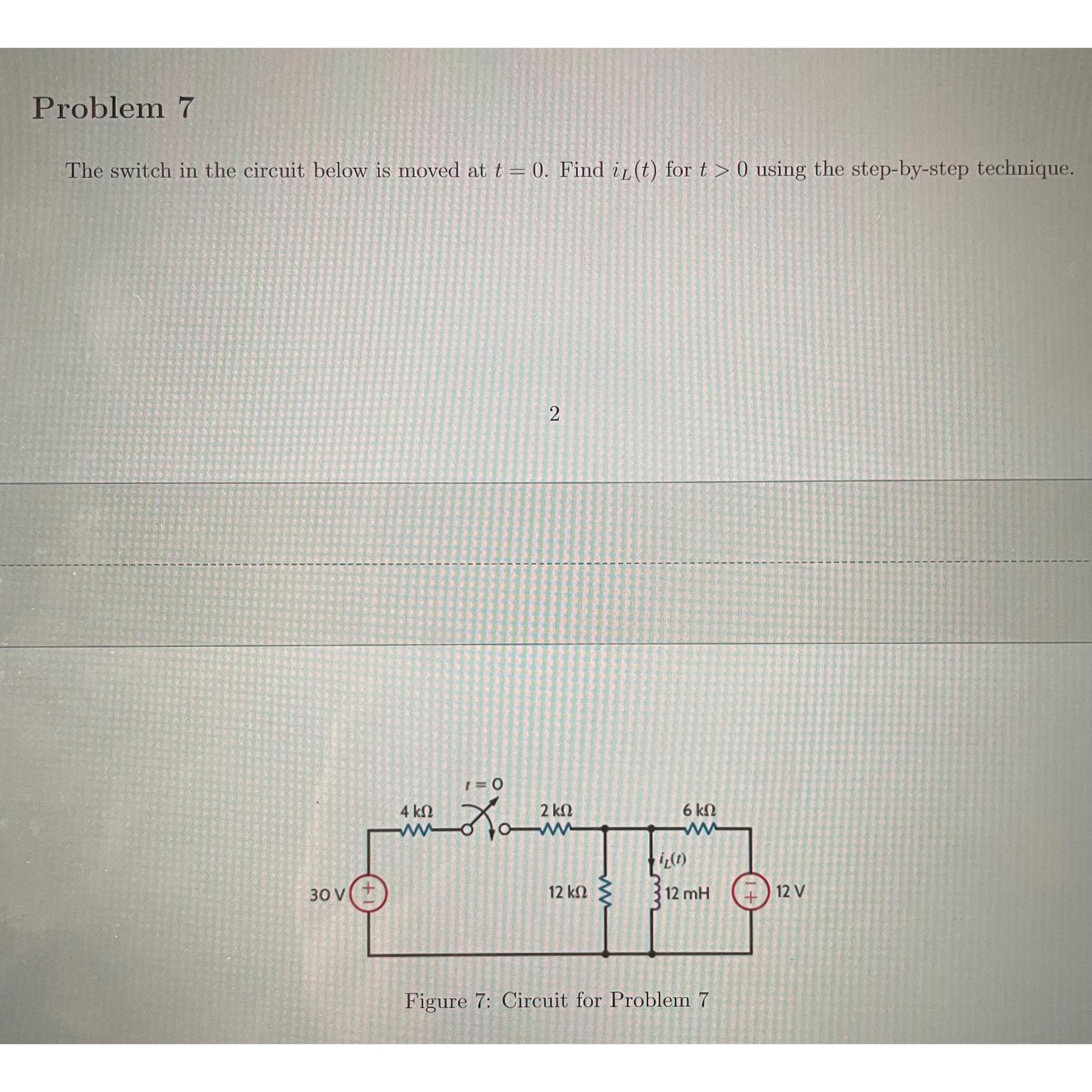 Solved Problem 7The switch in the circuit below is moved at | Chegg.com