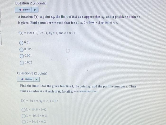 Solved A function f(x), a point x0, the limit of f(x) as x | Chegg.com