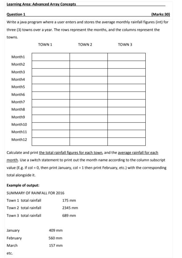 Solved Learning Area: Advanced Array Concepts Question 1 | Chegg.com