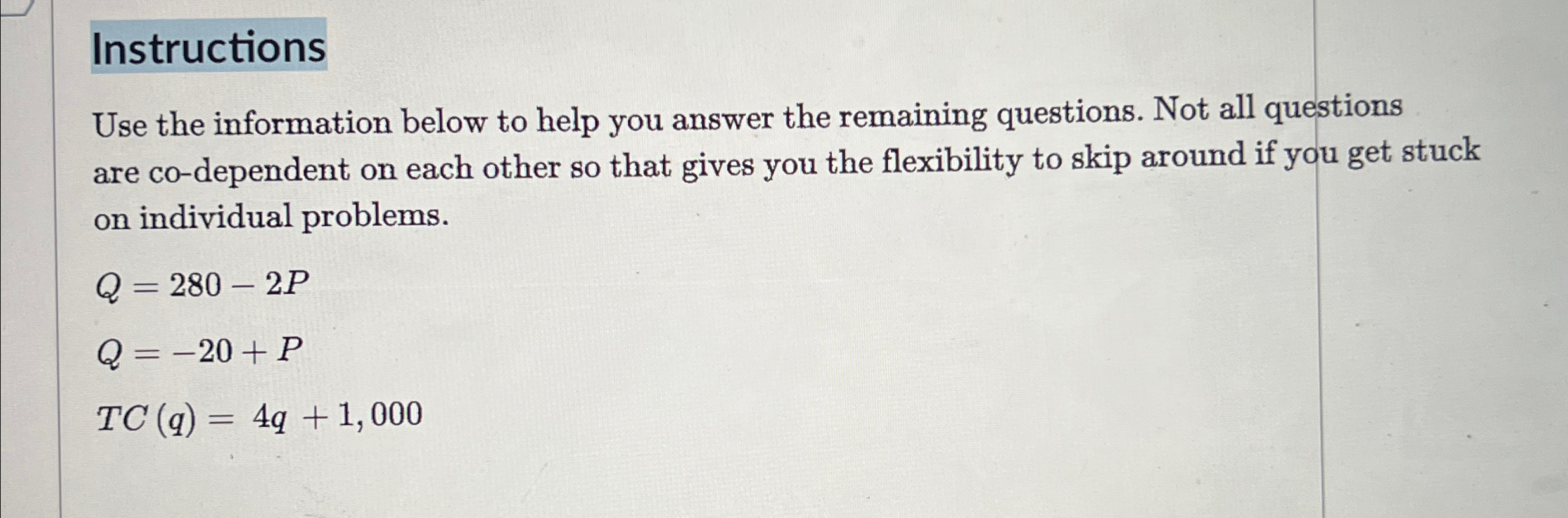 Solved InstructionsUse the information below to help you | Chegg.com
