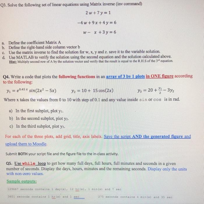 Solved Q3. Solve the following set of linear equations using | Chegg.com