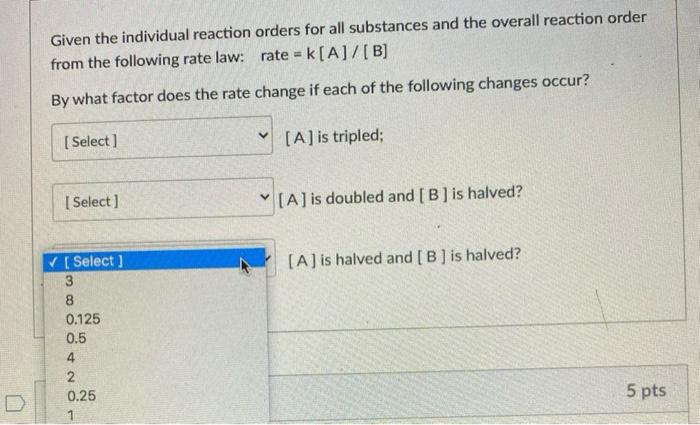 Solved Given the individual reaction orders for all | Chegg.com