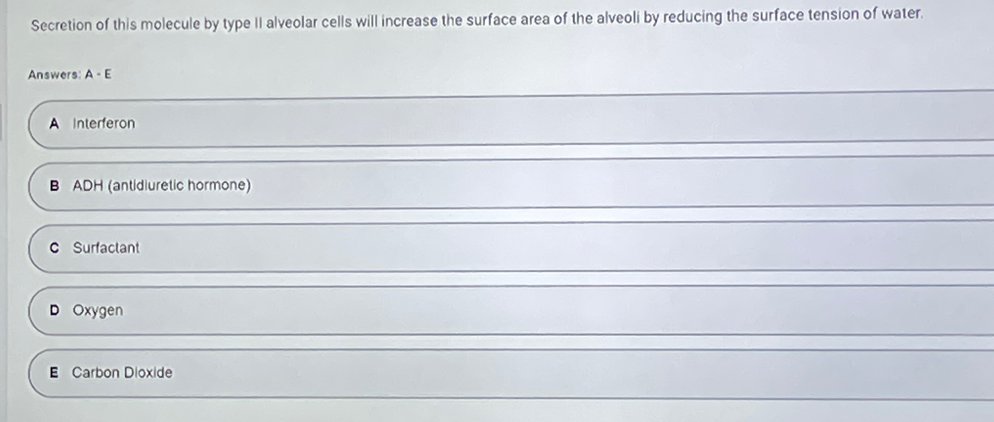 Solved Secretion of this molecule by type ll alveolar cells | Chegg.com