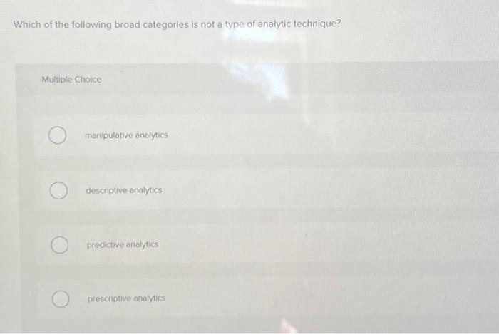 Solved Which of the following broad categories is not a type | Chegg.com