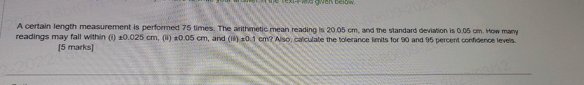 Solved A certain length measurement is performed 75 times. | Chegg.com