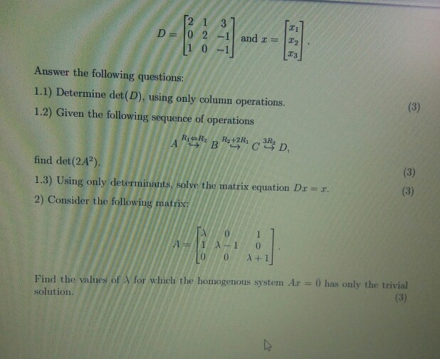 Solved D= [2 0 1 2 3 -1 and 2 = 1 0 -1 Answer the following | Chegg.com