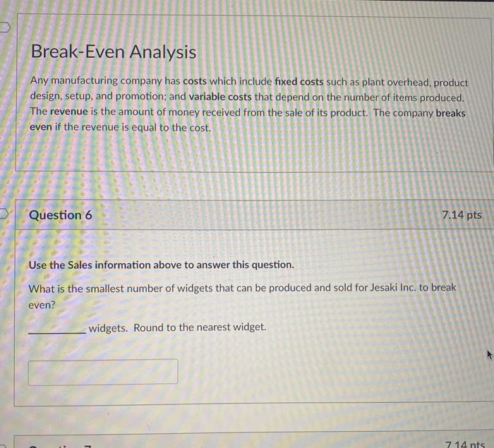 Solved Jesaki Inc. is trying to enter the widget market. The | Chegg.com