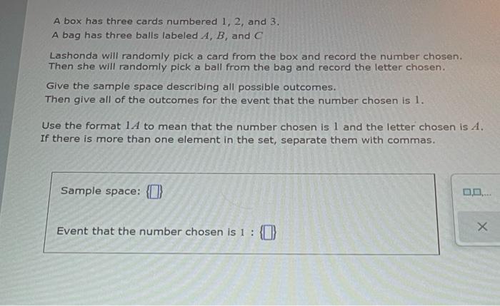 Solved A box has three cards numbered 1, 2, and 3. A bag has | Chegg.com
