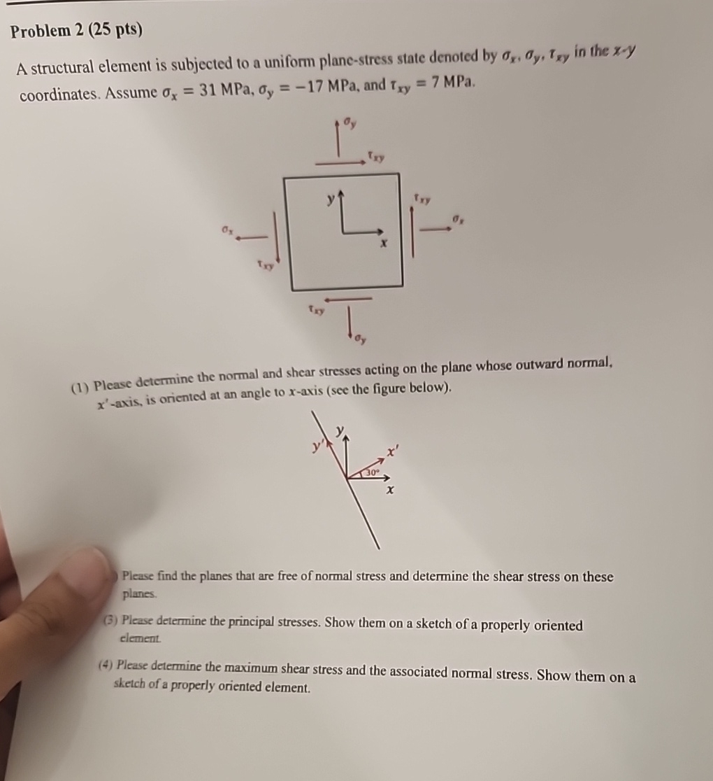 Solved Problem 2 (25 ﻿pts)A structural element is subjected | Chegg.com