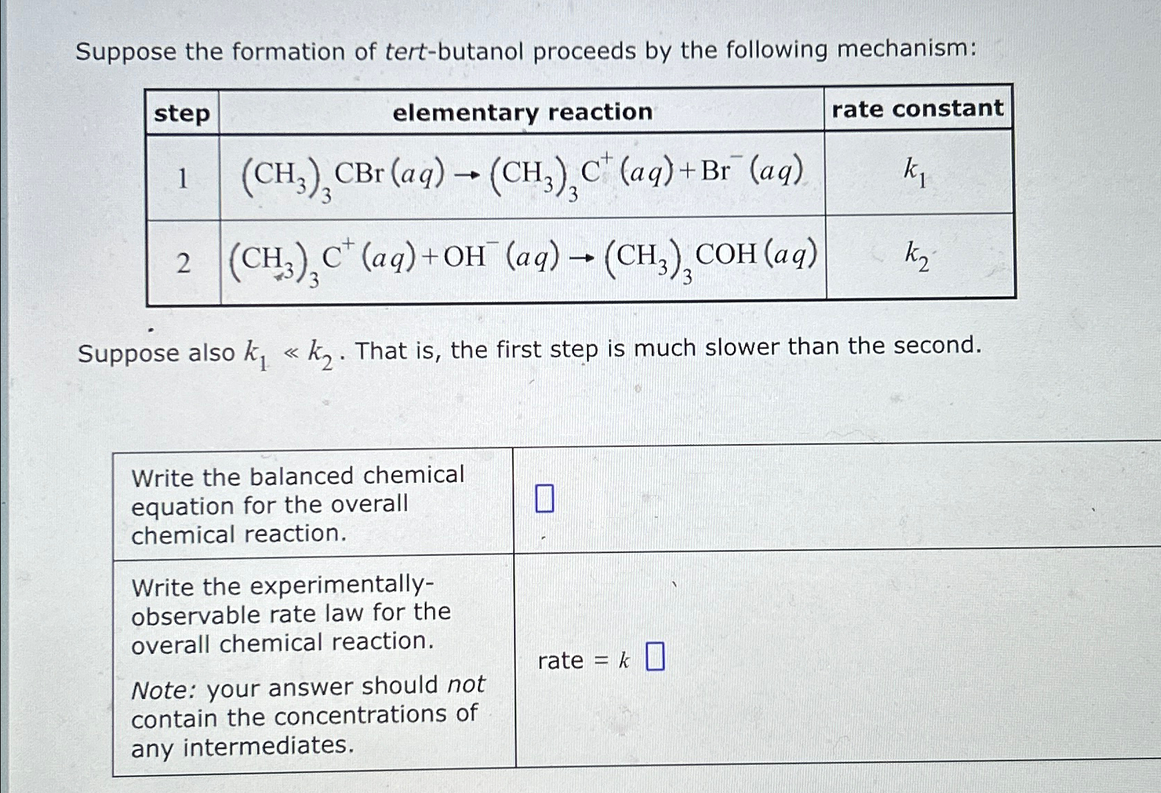 Suppose the formation of tert-butanol proceeds by the | Chegg.com