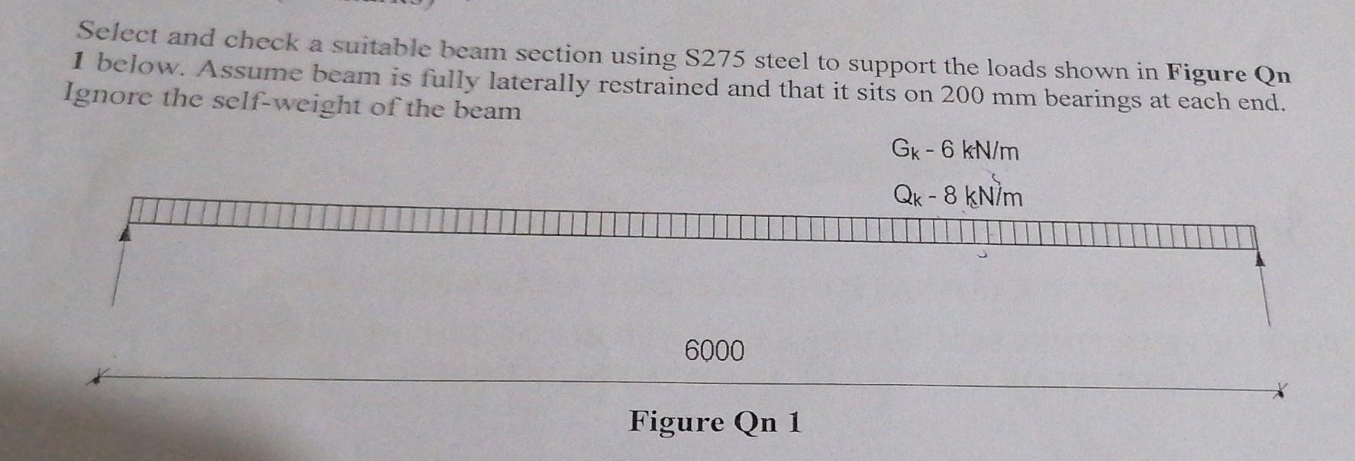 Solved Select and check a suitable beam section using S275 | Chegg.com