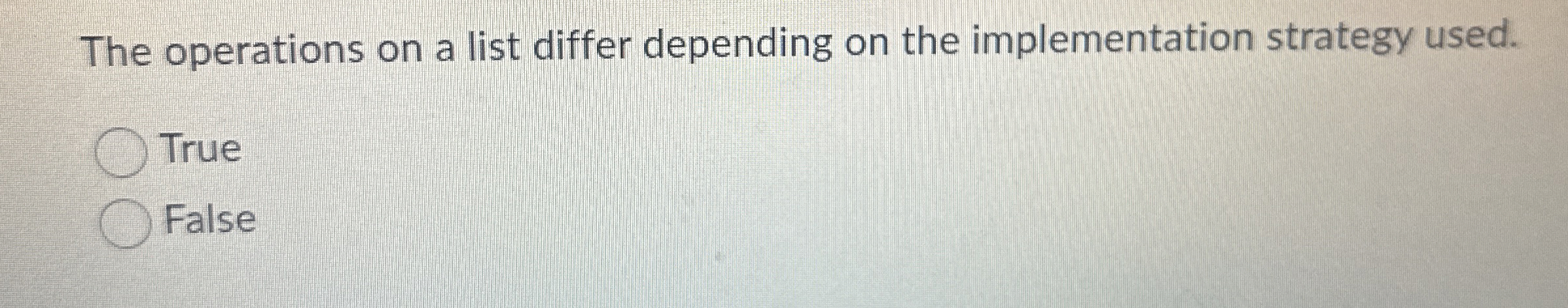 Solved The operations on a list differ depending on the | Chegg.com