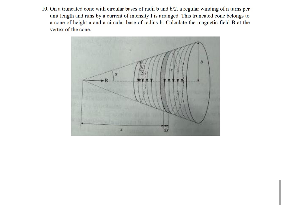 Solved On a truncated cone with circular bases of radii b | Chegg.com