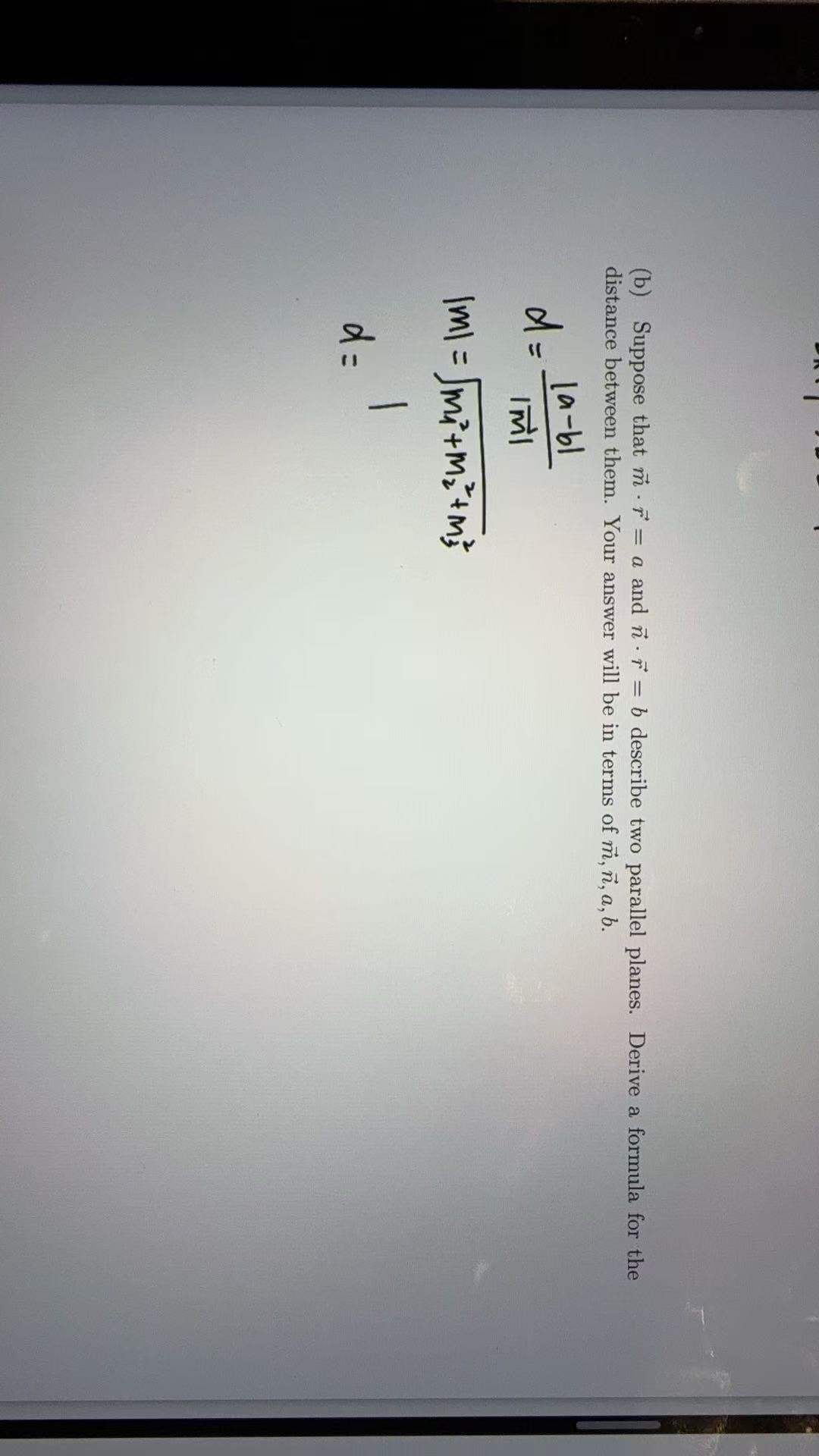 Solved (b) ﻿Suppose that vec(m)*vec(r)=a and vec(n)*vec(r)=b | Chegg.com