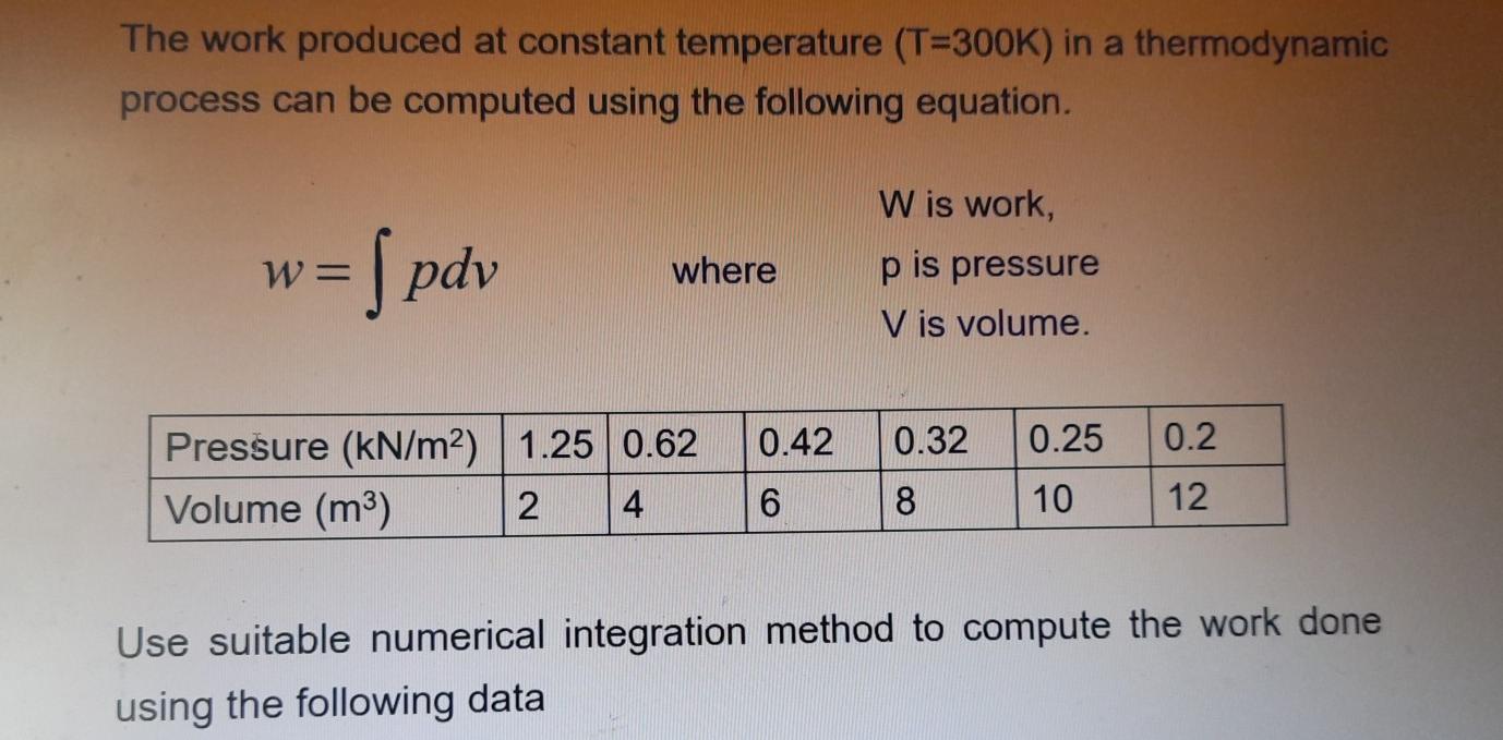 Solved The work produced at constant temperature (T=300K) in | Chegg.com