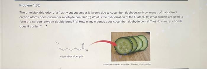Solved The unmistakable odor of a freshly cut cucumber is | Chegg.com