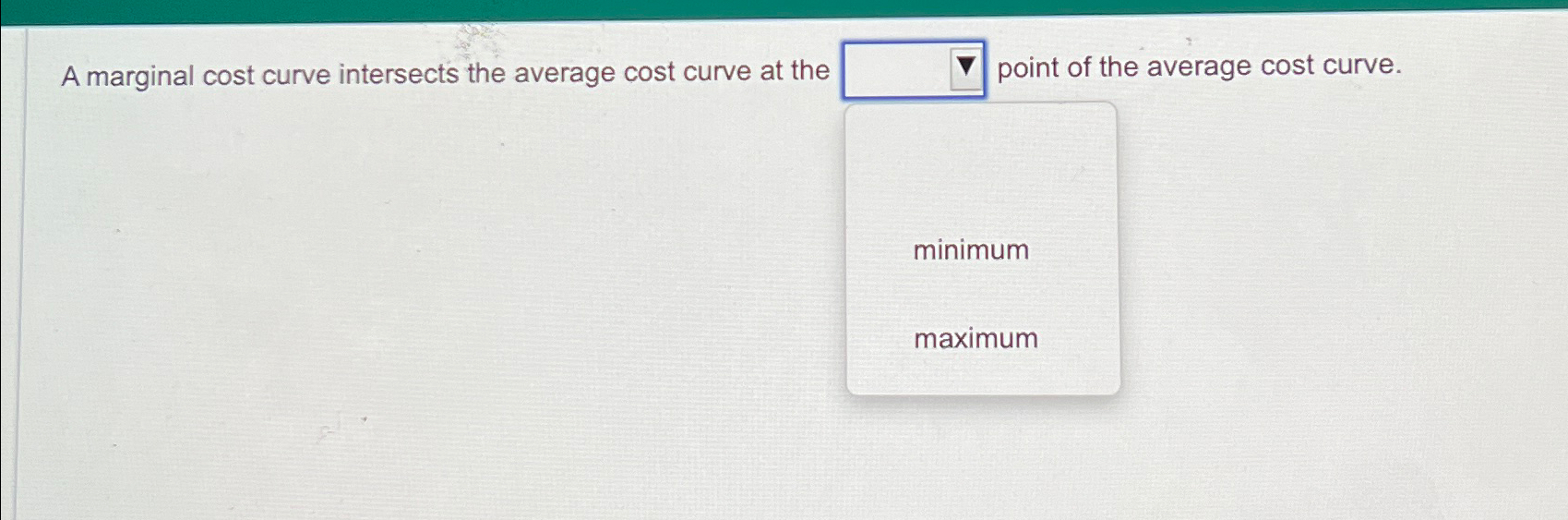 Solved A marginal cost curve intersects the average cost | Chegg.com