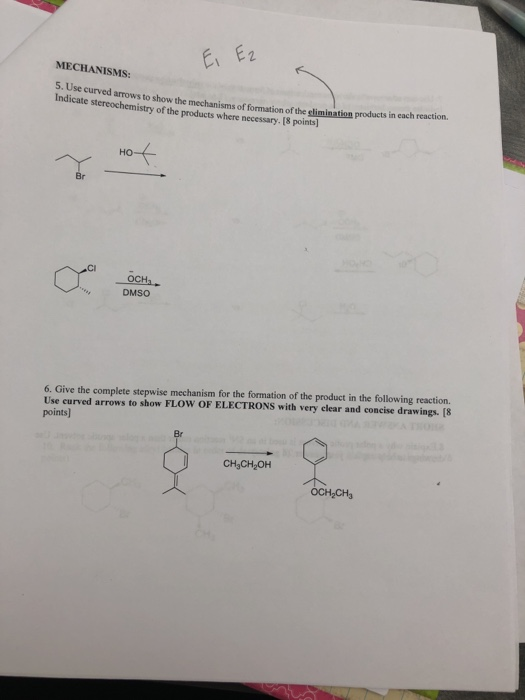 Solved E E2 MECHANISMS: 5. Use curved arrows to show the | Chegg.com