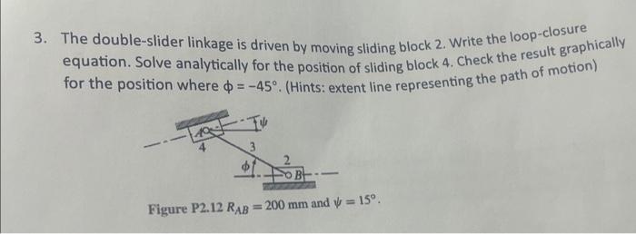 Solved The double-slider linkage is driven by moving sliding | Chegg.com