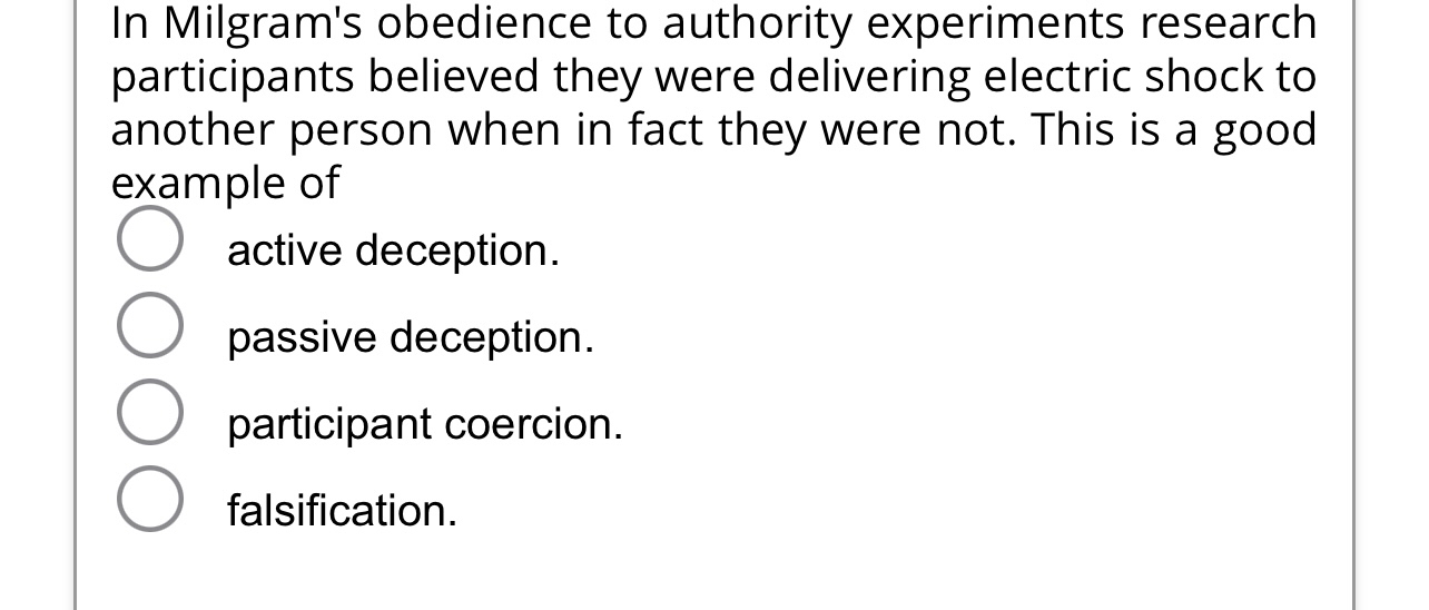 Solved In Milgram's obedience to authority experiments | Chegg.com