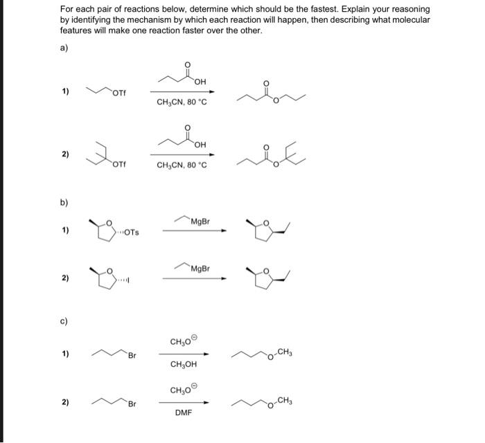 Solved For each pair of reactions below, determine which | Chegg.com
