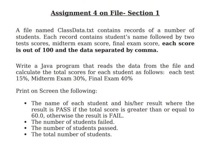 Solved Assignment 4 on File- Section 1 A file named | Chegg.com