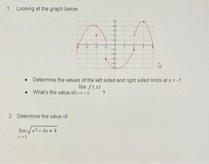Solved 1. Looking at the graph below. 2 . Determine the | Chegg.com