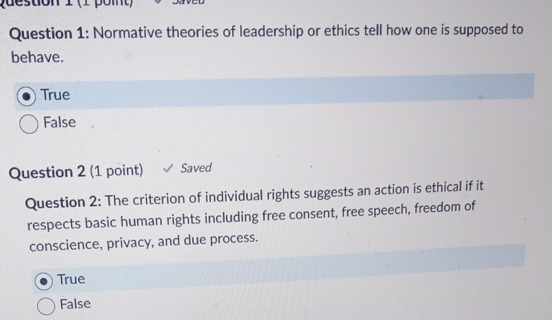 Solved Question 1: Normative theories of leadership or | Chegg.com