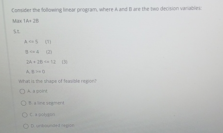 Solved Consider the following linear program, where A and B | Chegg.com