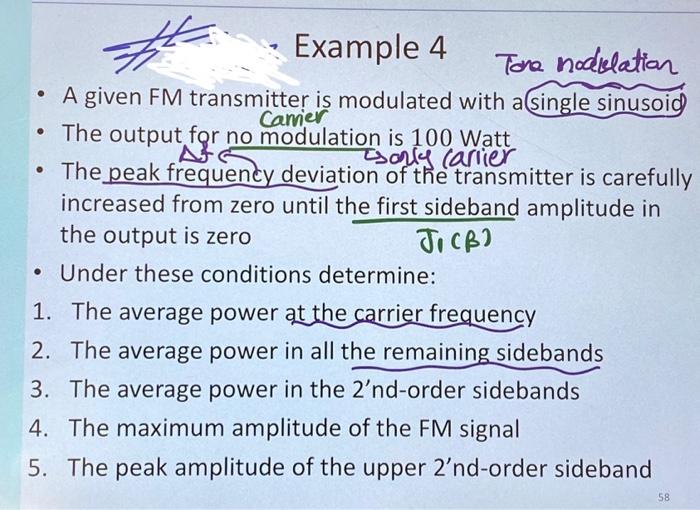Solved Example 4 Tor nodulation - A given FM transmitter is | Chegg.com