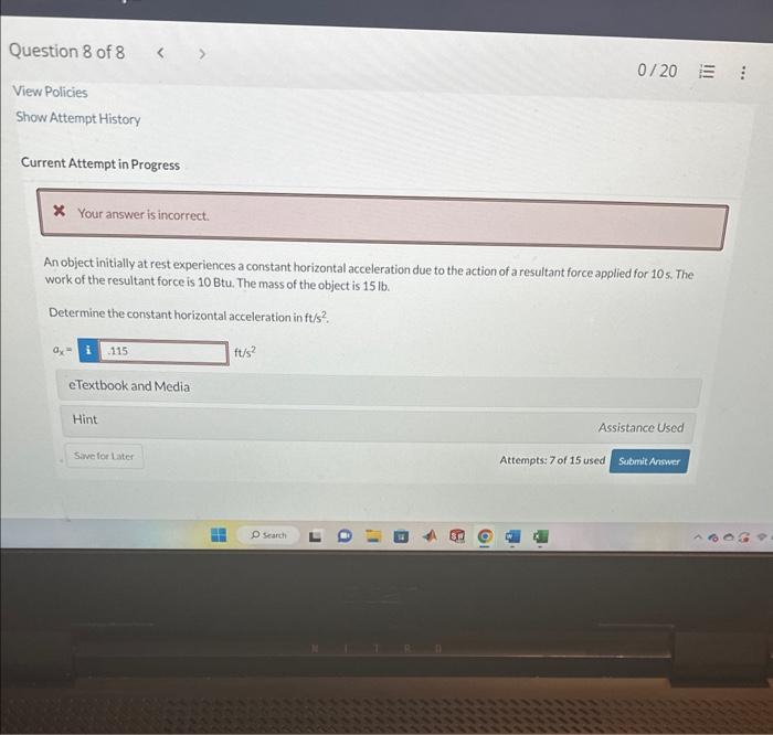 Solved An object initially at rest experiences a constant | Chegg.com