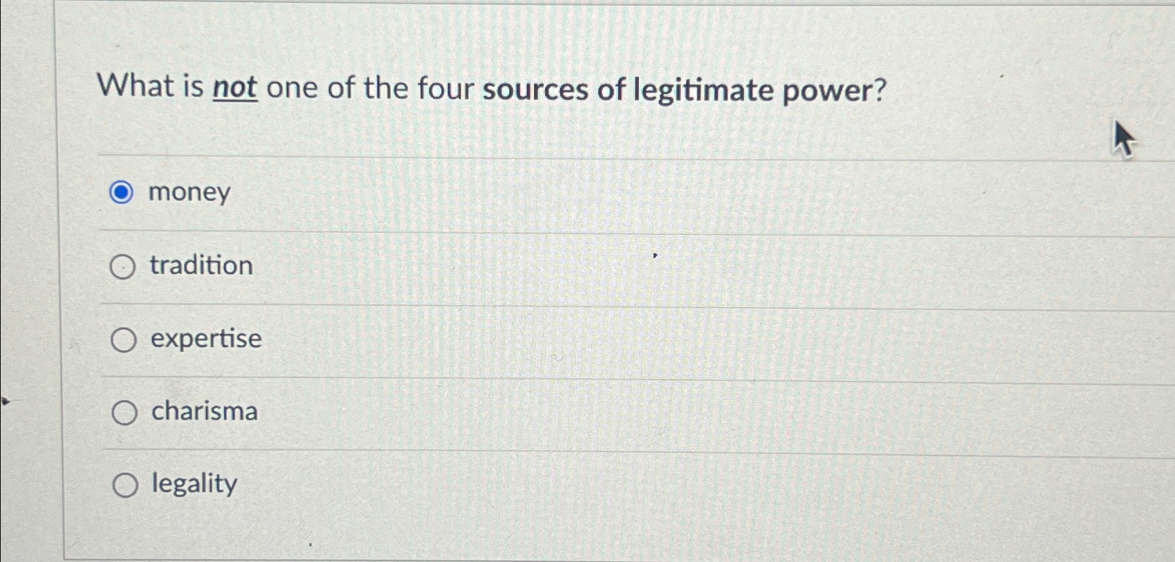 Solved What is not one of the four sources of legitimate | Chegg.com
