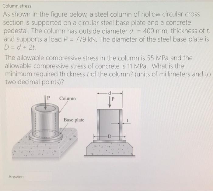 Solved Column stress As shown in the figure below, a steel | Chegg.com