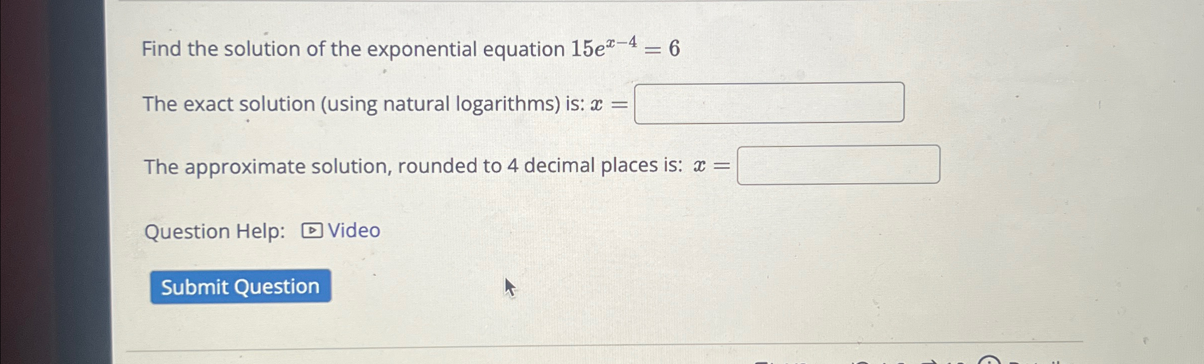 Solved Find the solution of the exponential equation | Chegg.com