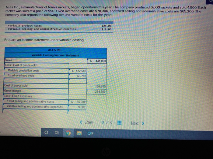 Solved Aces Inc., a manufacturer of tennis rackets, began | Chegg.com