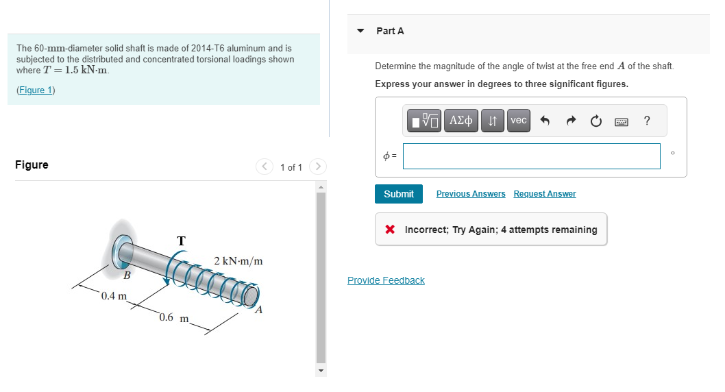Solved Part AThe 60-mm-diameter solid shaft is made of | Chegg.com
