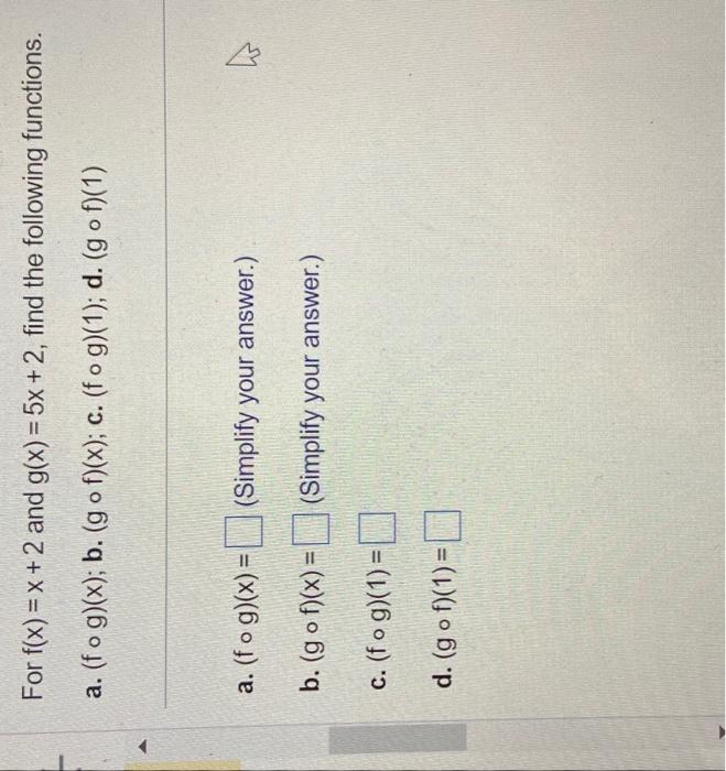 Solved For f(x)=x+2 and g(x)=5x+2, find the following | Chegg.com