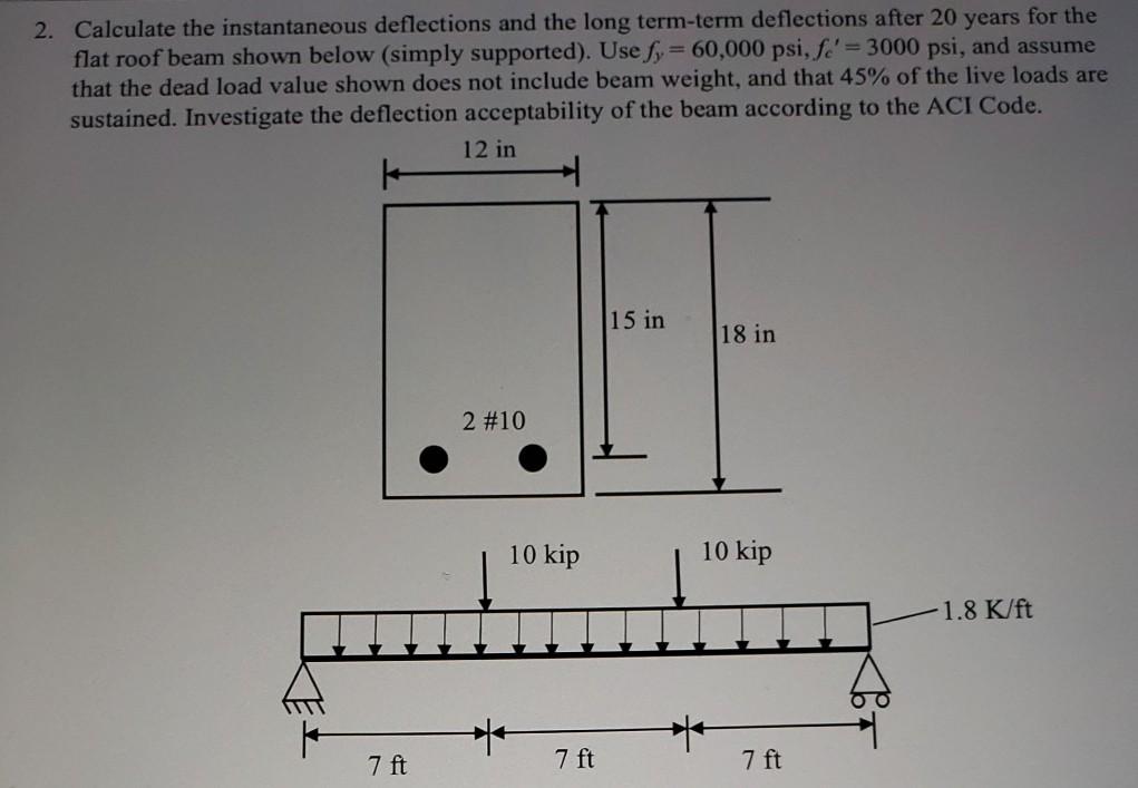 Solved 2. Calculate the instantaneous deflections and the | Chegg.com