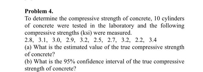 Solved Problem 4. To determine the compressive strength of | Chegg.com