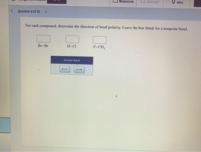 Solved Resources LX Give Up? Hint Question 8 of 20 For each | Chegg.com