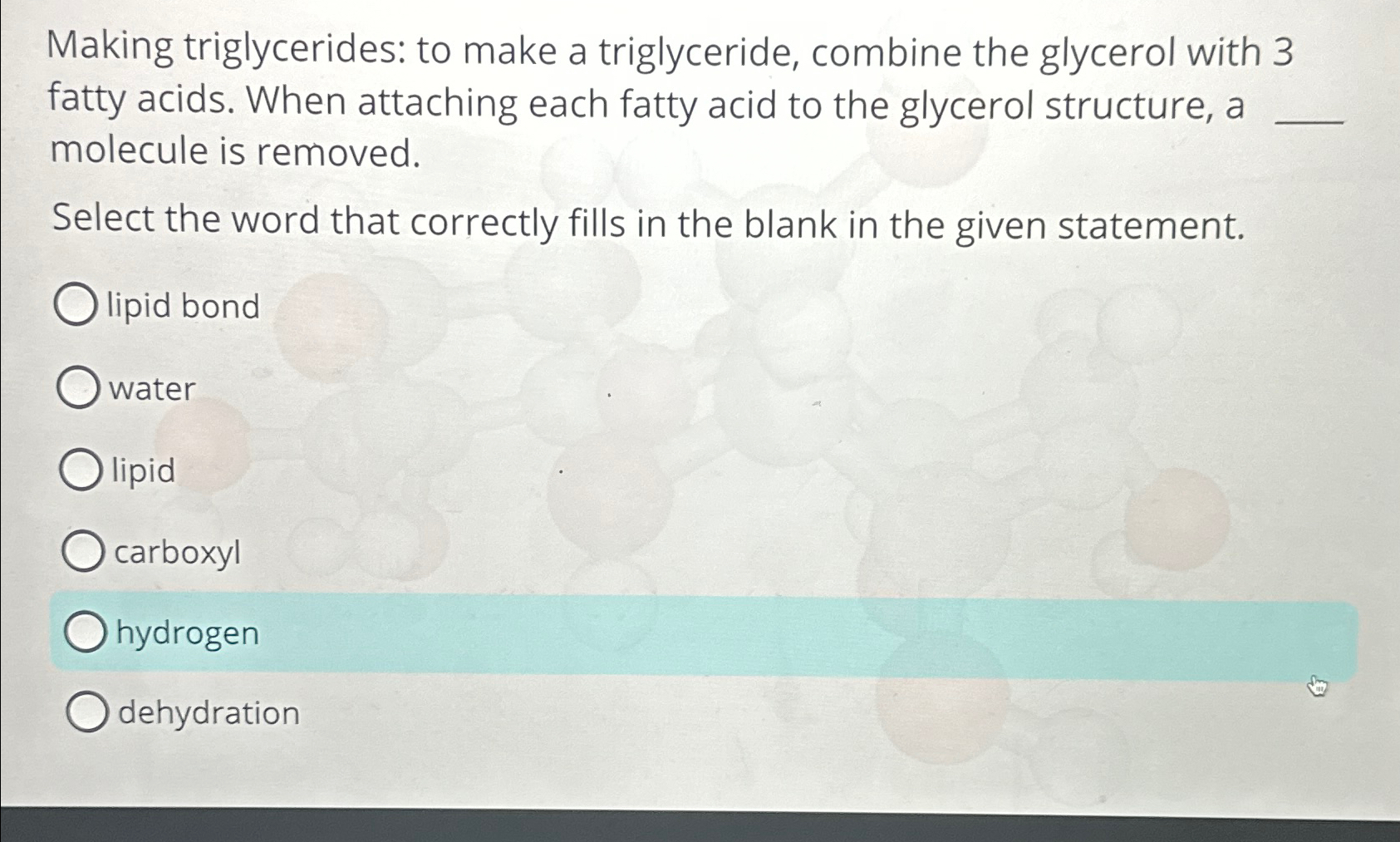 Solved Making triglycerides: to make a triglyceride, combine | Chegg.com