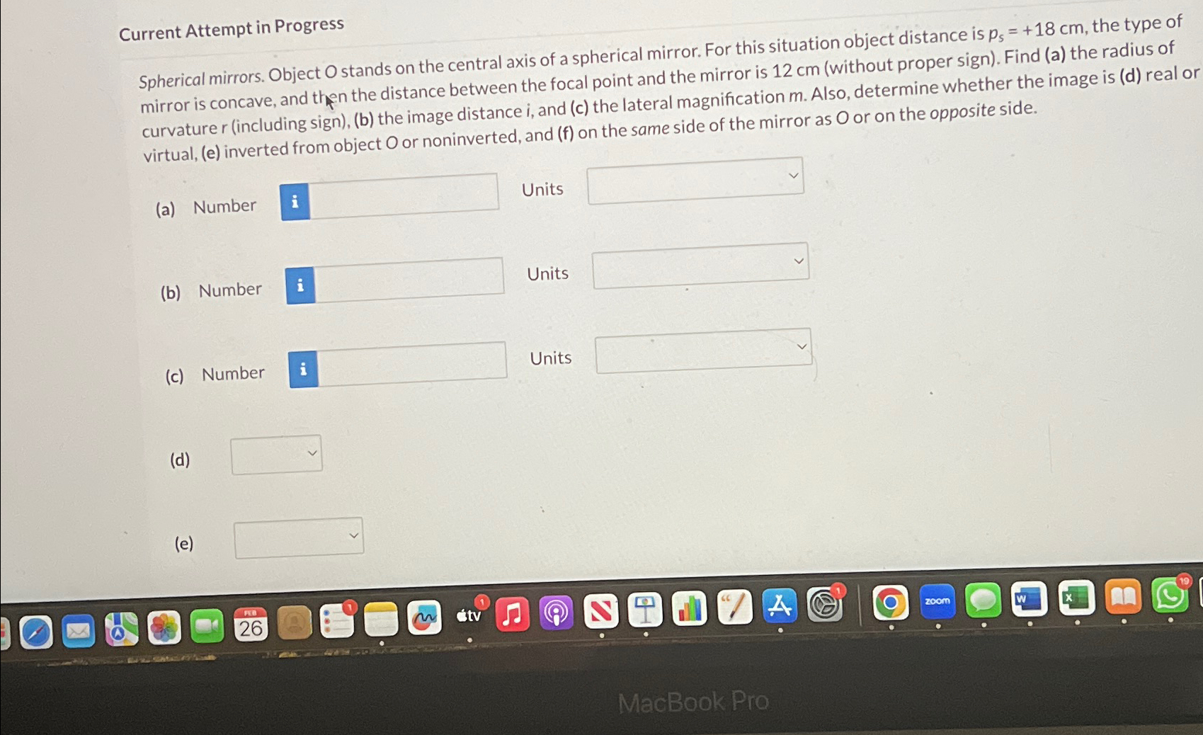 Solved Current Attempt in ProgressSpherical mirrors. Object | Chegg.com