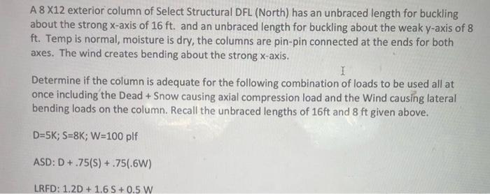 A 8×12 exterior column of Select Structural DFL | Chegg.com