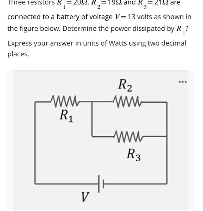 Solved Three resistors R1=20Ω,R2=19Ω and R3=21ΩΩ are | Chegg.com