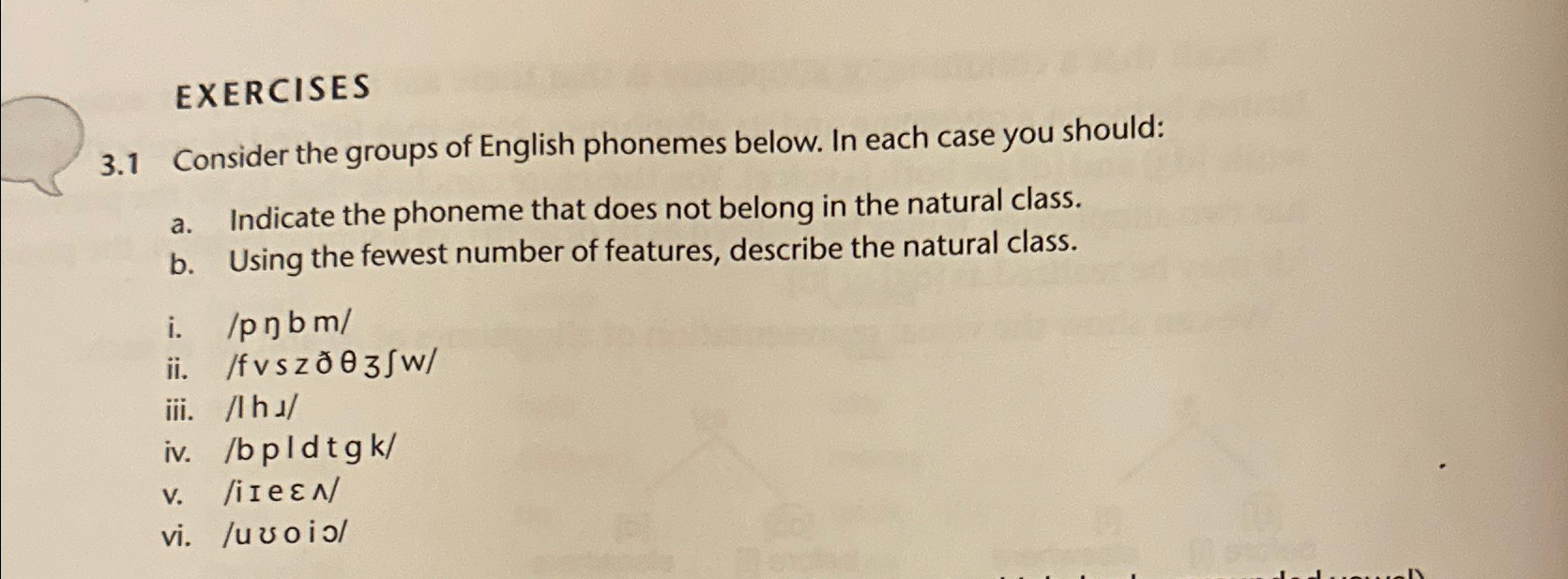 Solved EXERCISES3.1 ﻿Consider the groups of English phonemes | Chegg.com